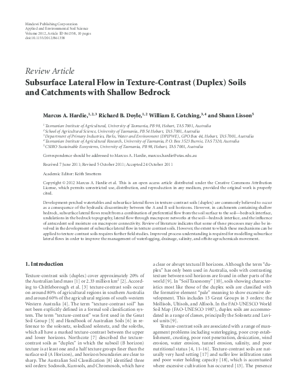 (PDF) Subsurface lateral flow in texture-contrast (duplex) soils and ...