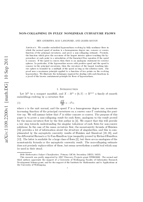 (PDF) Non-collapsing in fully non-linear curvature flows