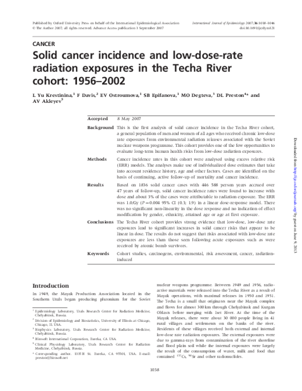 (PDF) Solid cancer incidence and low-dose-rate radiation exposures in ...