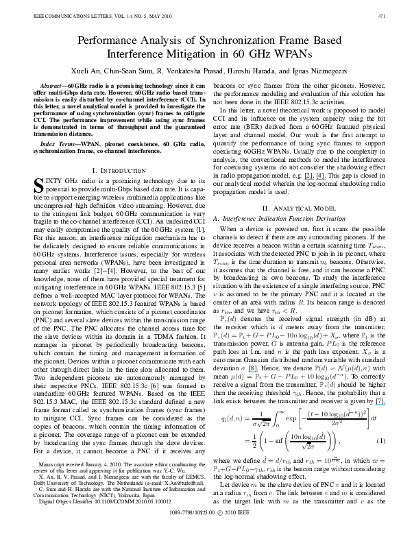 Pdf Performance Analysis Of Synchronization Frame Based Interference