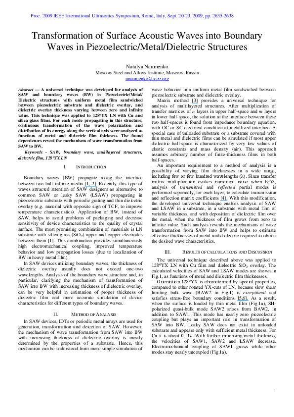 (PDF) Transformation of acoustic waves in periodic metal grating sandwiched between ...