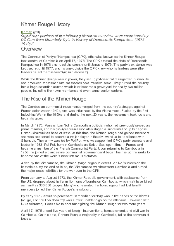 (DOC) Khmer Rouge History