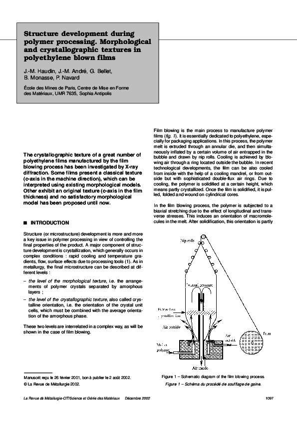 (PDF) Structure development during polymer processing. Morphological ...