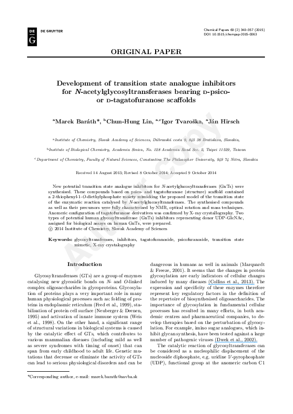 (PDF) Development of transition state analogue inhibitors for N ...