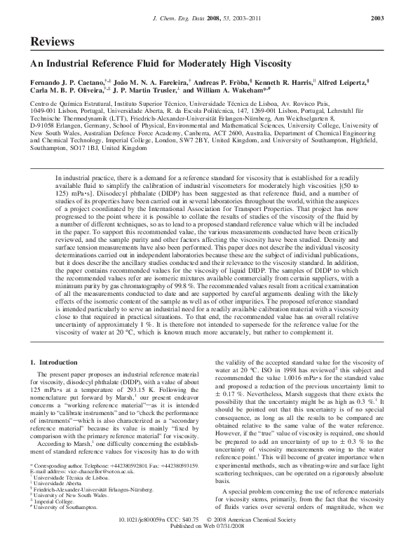 (PDF) An Industrial Reference Fluid for Moderately High Viscosity