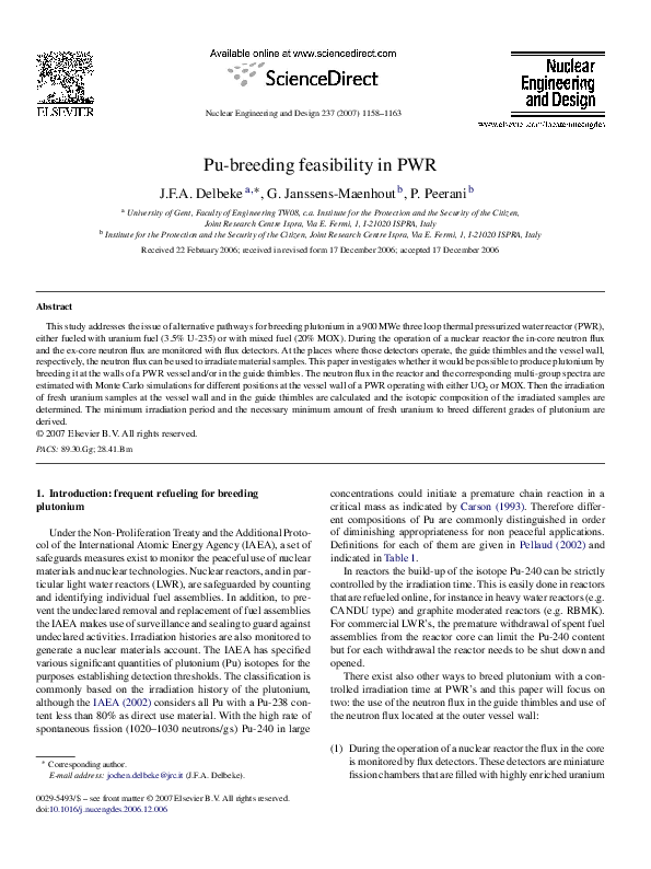 (PDF) Pu-breeding feasibility in PWR