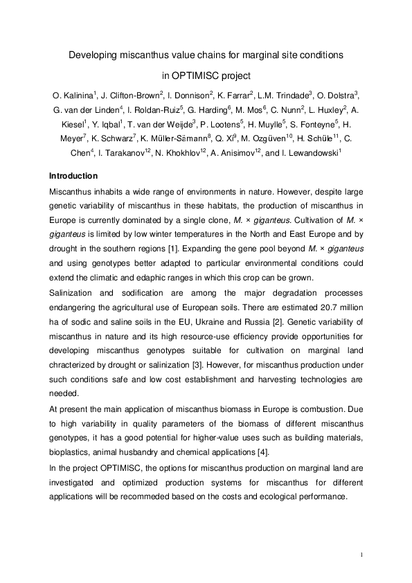 (PDF) Developing miscanthus value chains for marginal site conditions ...