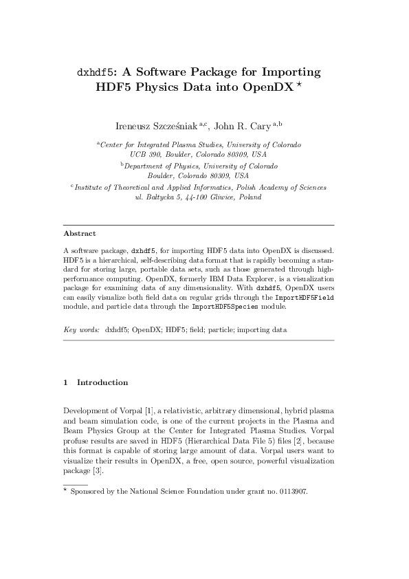 (PDF) dxhdf5: A software package for importing HDF5 physics data into ...