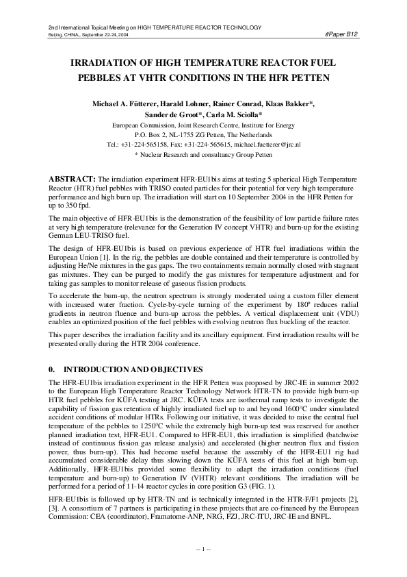 (PDF) Next generation fuel irradiation capability in the High Flux ...