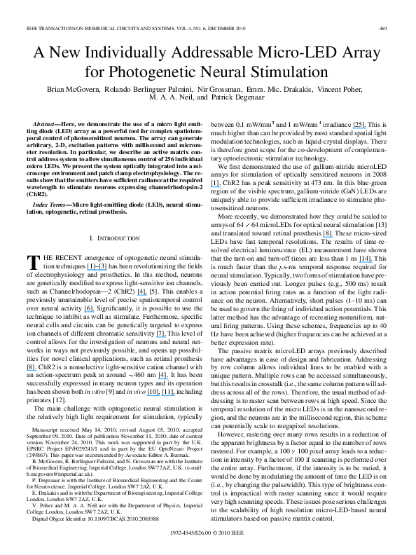 (PDF) A New Individually Addressable Micro-LED Array for Photogenetic Neural Stimulation
