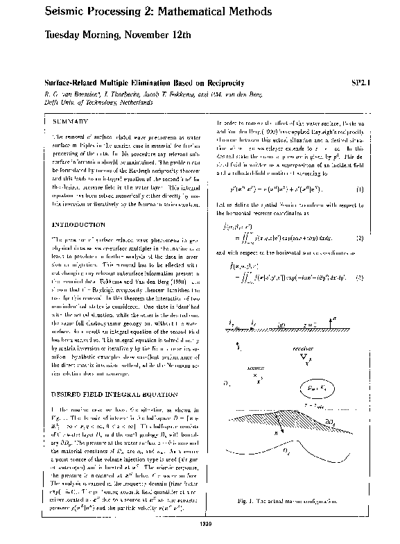 (PDF) Surface‐related multiple elimination based on reciprocity