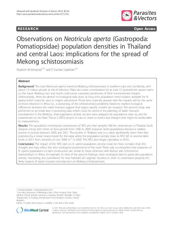 (PDF) Observations on Neotricula aperta (Gastropoda: Pomatiopsidae ...