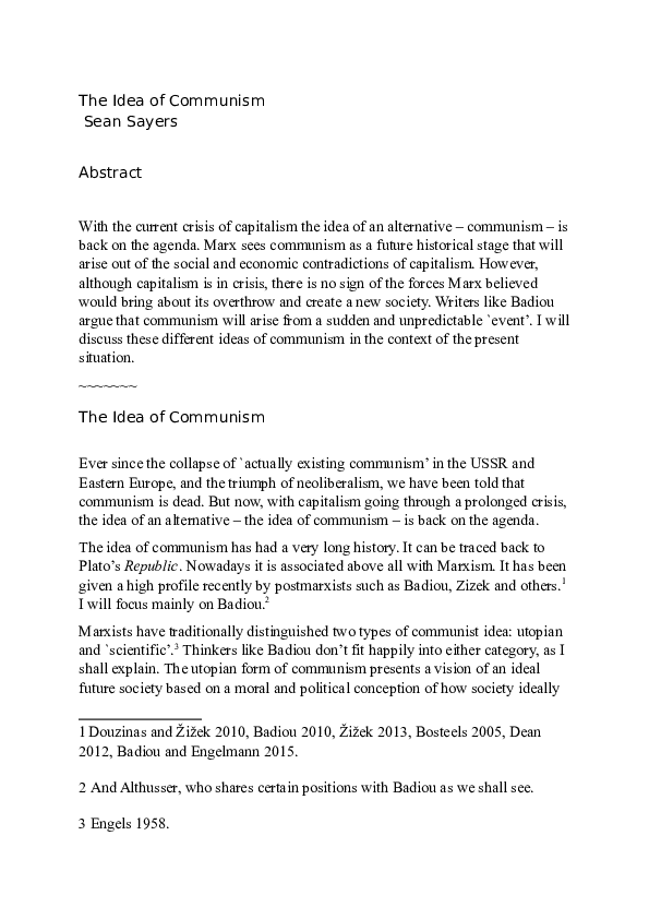 (DOC) The idea of communism