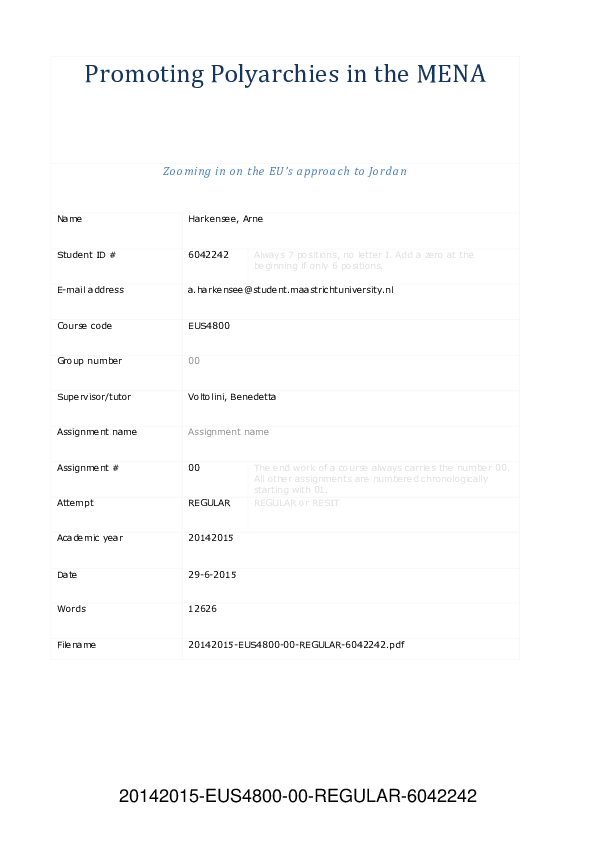 Promoting Polyarchies in the MENA - Zooming in on the EU's approach to ...