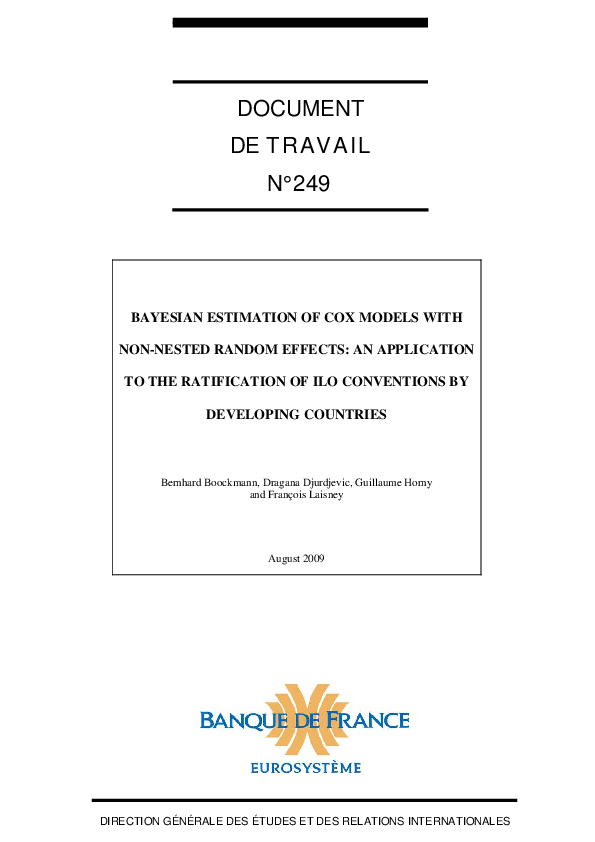 (PDF) Bayesian estimation of Cox model with non-nested random effects : an application to the ...