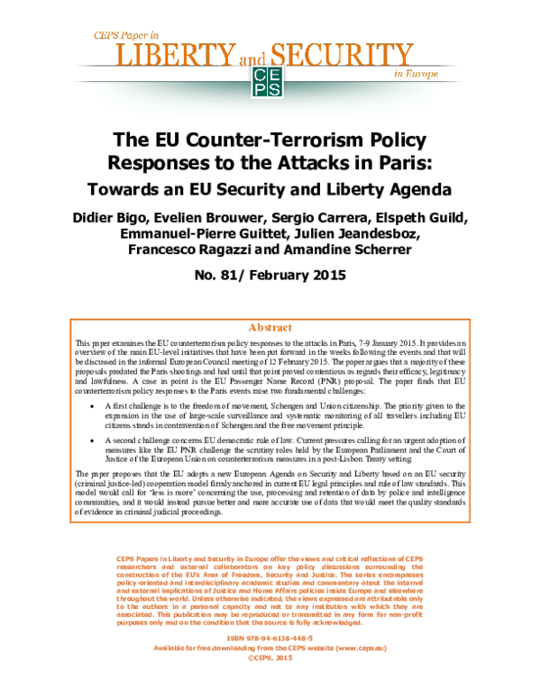 (PDF) The EU Counter-Terrorism Policy Responses to the Attacks in Paris ...