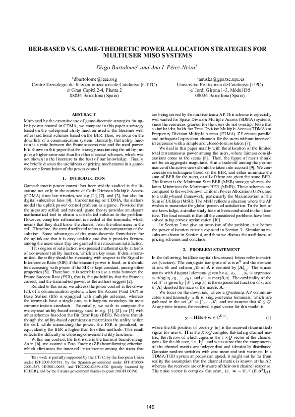 (PDF) BER-BASED VS. GAME-THEORETIC POWER ALLOCATION STRATEGIES FOR ...