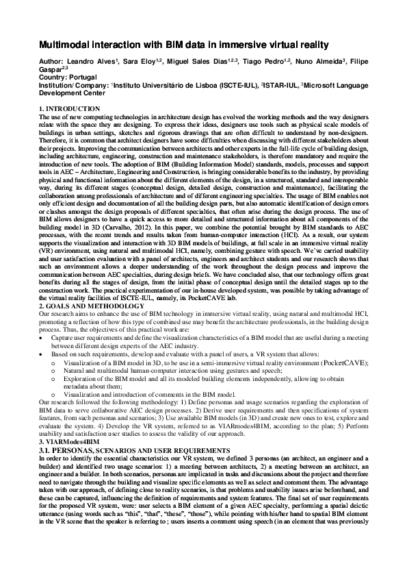 Pdf Multimodal Interaction With Bim Data In Immersive Virtual Reality