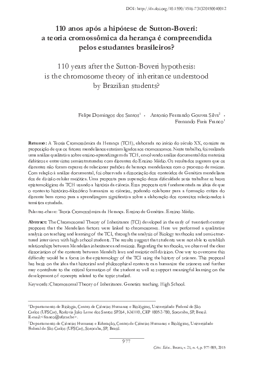 (PDF) 110 years after the Sutton-Boveri hypothesis: is the chromosome ...