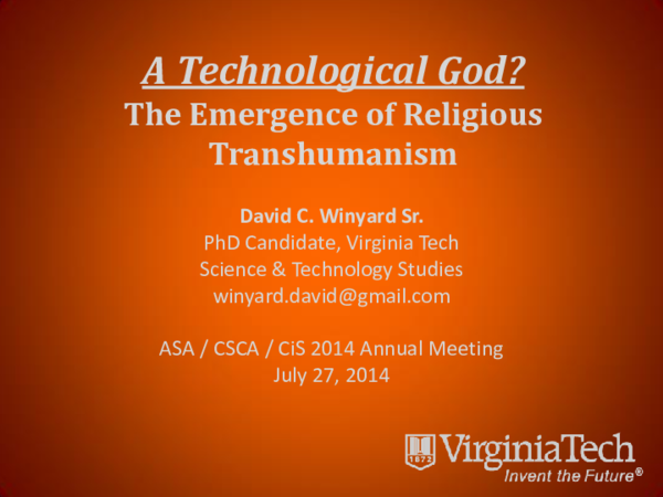 (PDF) A Technological God? The Emergence of Religious Transhumanism