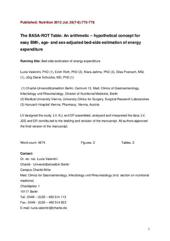 (PDF) The BASA-ROT table: An arithmetic–hypothetical concept for easy ...