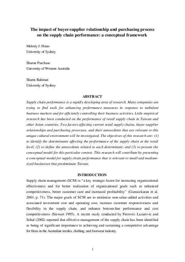 (PDF) The impact of buyer-supplier relationship and purchasing process on the supply chain ...