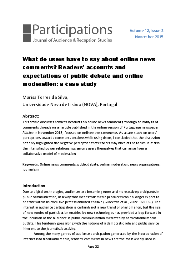(PDF) What do users have to say about online news comments? Readers ...