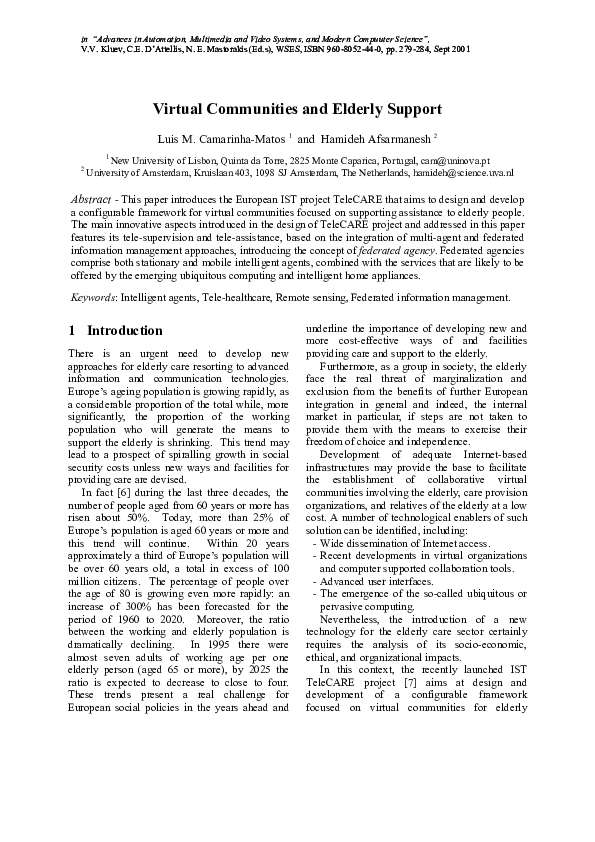 (PDF) Virtual communities and elderly support