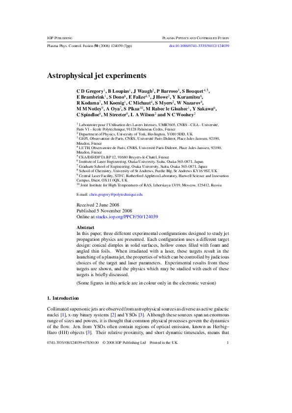 (PDF) Astrophysical jet experiments