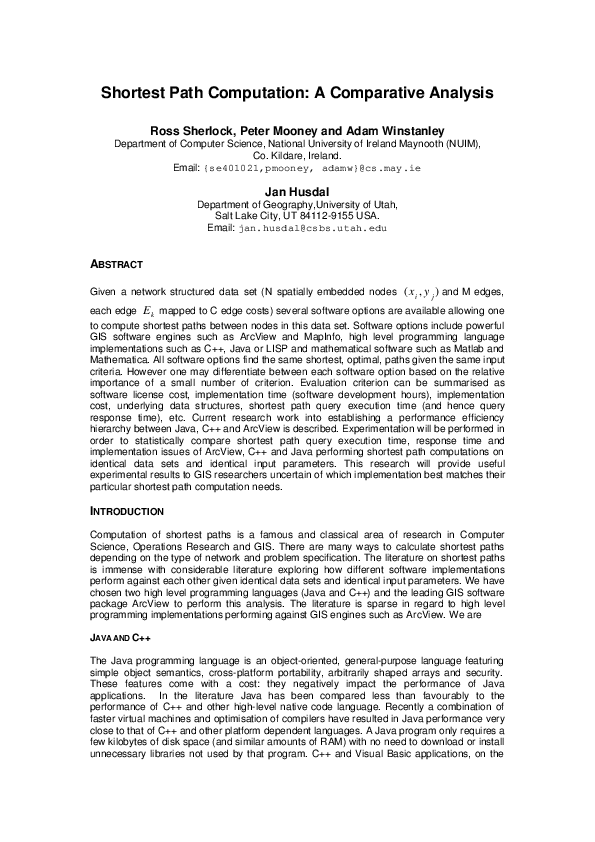 Pdf Shortest Path Computation A Comparative Analysis