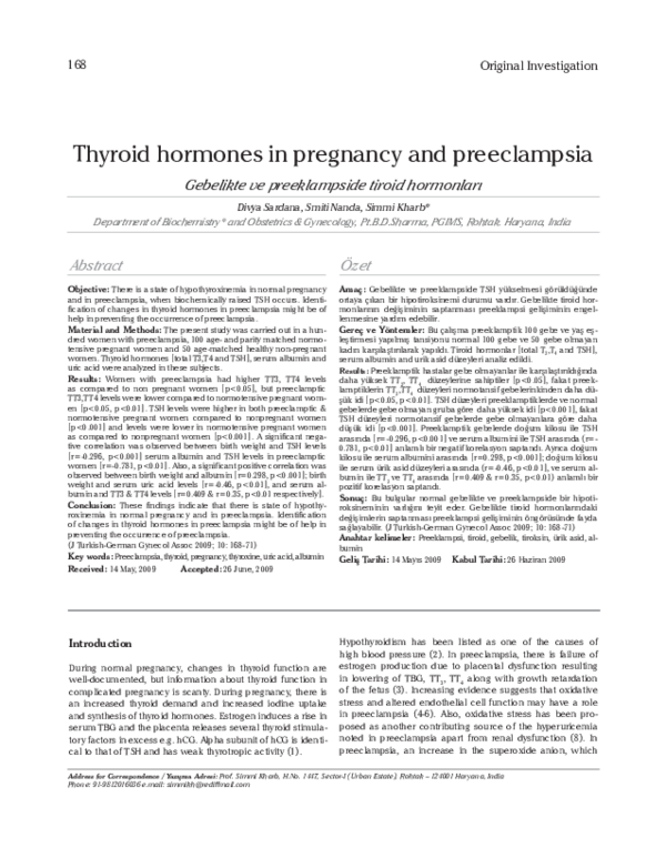 (PDF) Thyroid hormones in pregnancy and preeclampsia