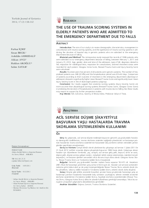 (PDF) THE USE OF TRAUMA SCORING SYSTEMS IN ELDERLY PATIENTS WHO ARE ...