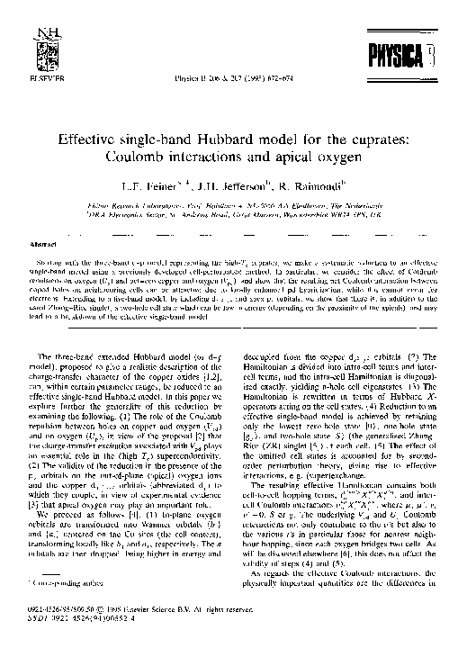 (PDF) Effective single-band Hubbard model for the cuprates: Coulomb ...