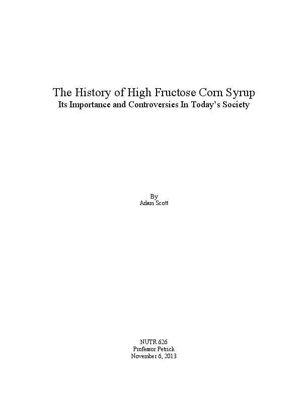 (PDF) The History of High Fructose Corn Syrup