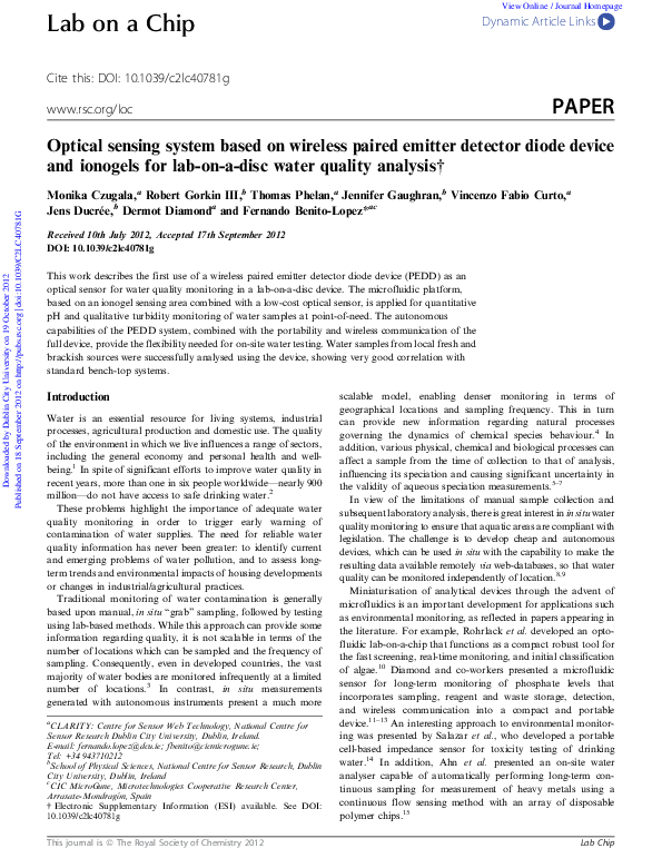 Pdf Optical Sensing System Based On Wireless Paired Emitter Detector Diode Device And Ionogels