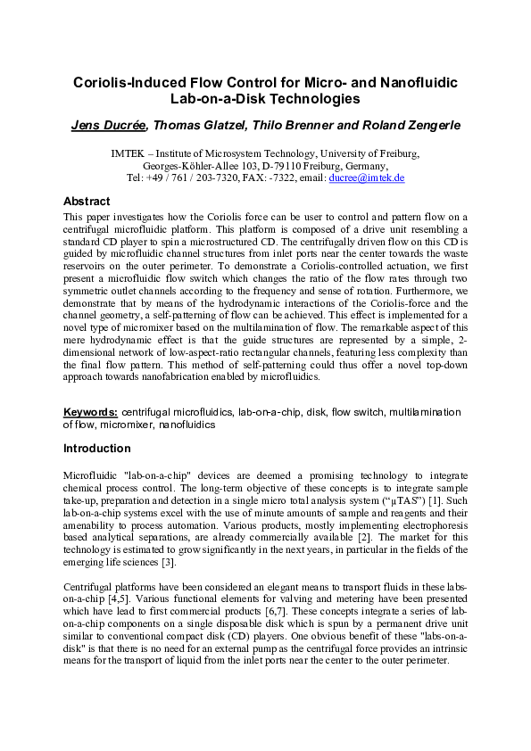 (PDF) Coriolis-Induced Flow Control for Micro-and Nanofluidic Lab-on-a ...