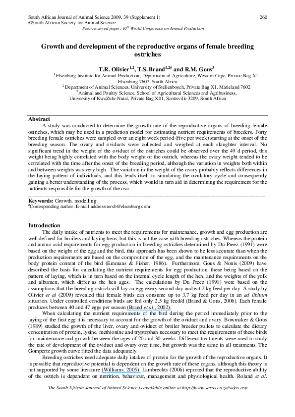 (PDF) Growth and development of the reproductive organs of female ...