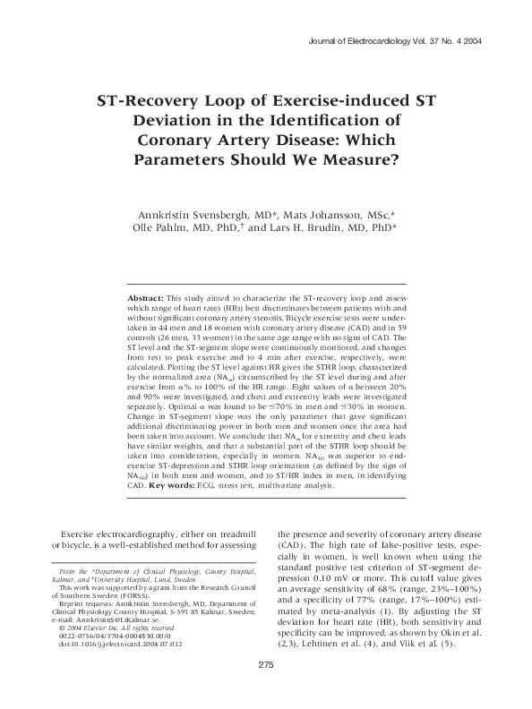 Pdf New Parameters In The Interpretation Of Exercise Testing In Women