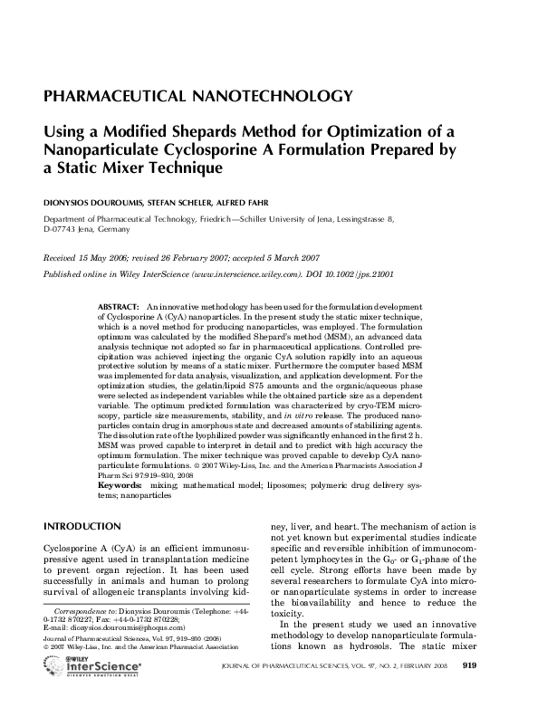 (PDF) Using a modified shepards method for optimization of a ...