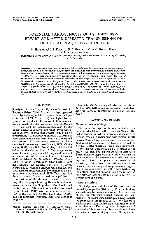 (PDF) Potential cariogenicity of Lycasin® before and after repeated ...