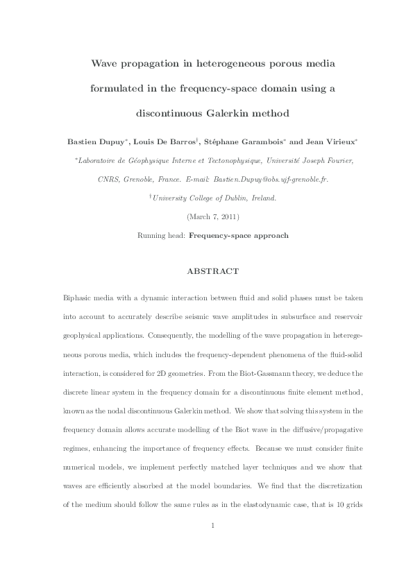 (PDF) Wave propagation in heterogeneous porous media formulated in the frequency-space domain ...