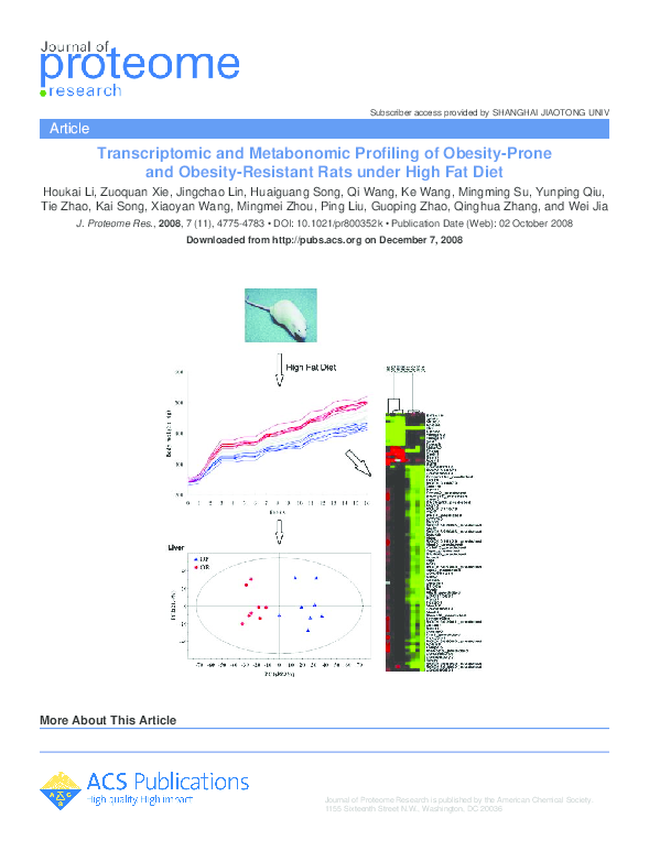 Pdf Transcriptomic And Metabonomic Profiling Of Obesity Prone And