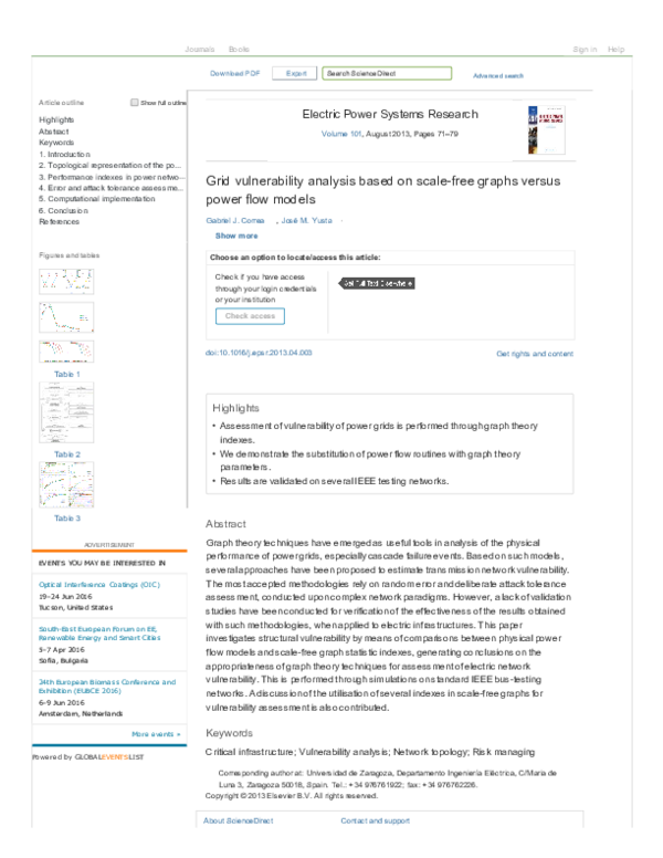 (PDF) Grid vulnerability analysis based on scale-free graphs versus ...