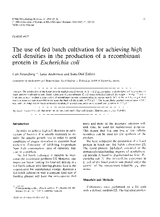 (PDF) The use of fed batch cultivation for achieving high cell ...
