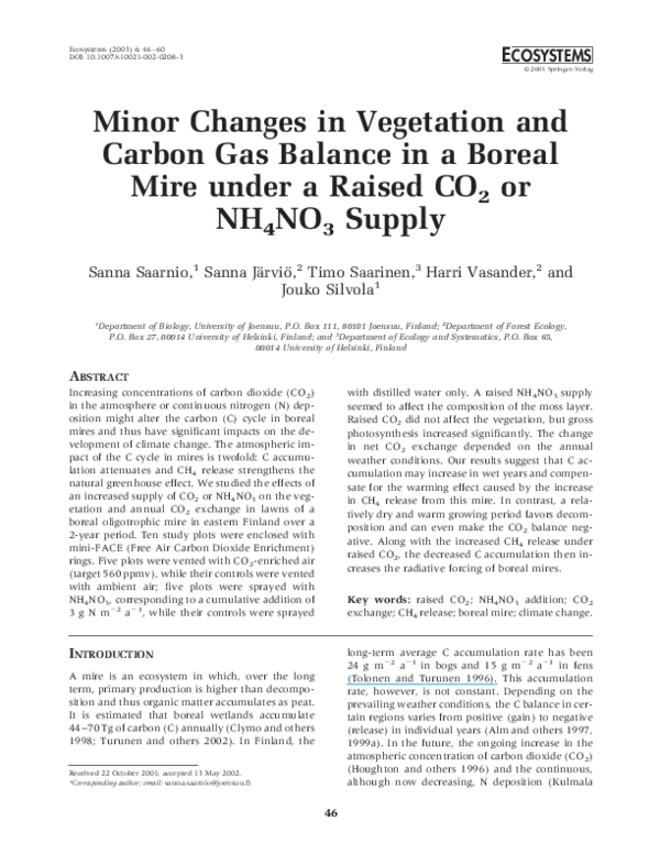(PDF) Minor Changes in Vegetation and Carbon Gas Balance in a Boreal ...