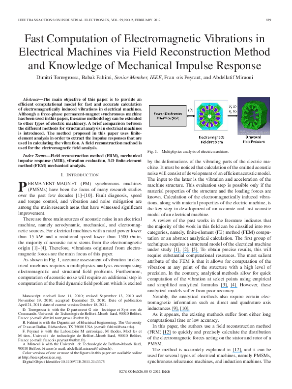 (PDF) Fast Computation of Electromagnetic Vibrations in Electrical ...