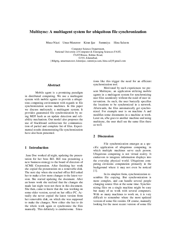 (PDF) Multisync: A Multiagent System for Ubiquitous File Synchronization