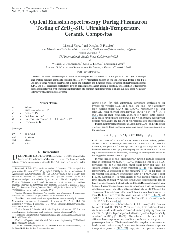 (PDF) Oxidation of ZrB2-SiC Ultrahigh-Temperature Ceramic Composites in ...
