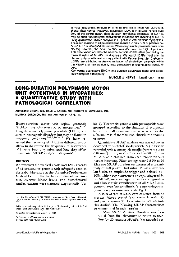 (PDF) Long-duration polyphasic motor unit potentials in myopathies: A ...