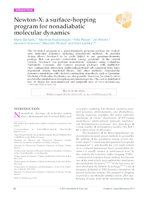 (PDF) Newton-X: a surface-hopping program for nonadiabatic molecular ...